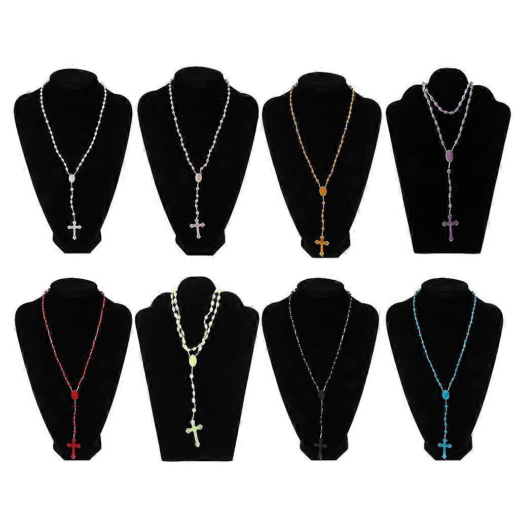 8 Colors Plastic Rosary Beads Luminous Necklace Catholicism Prayer ...