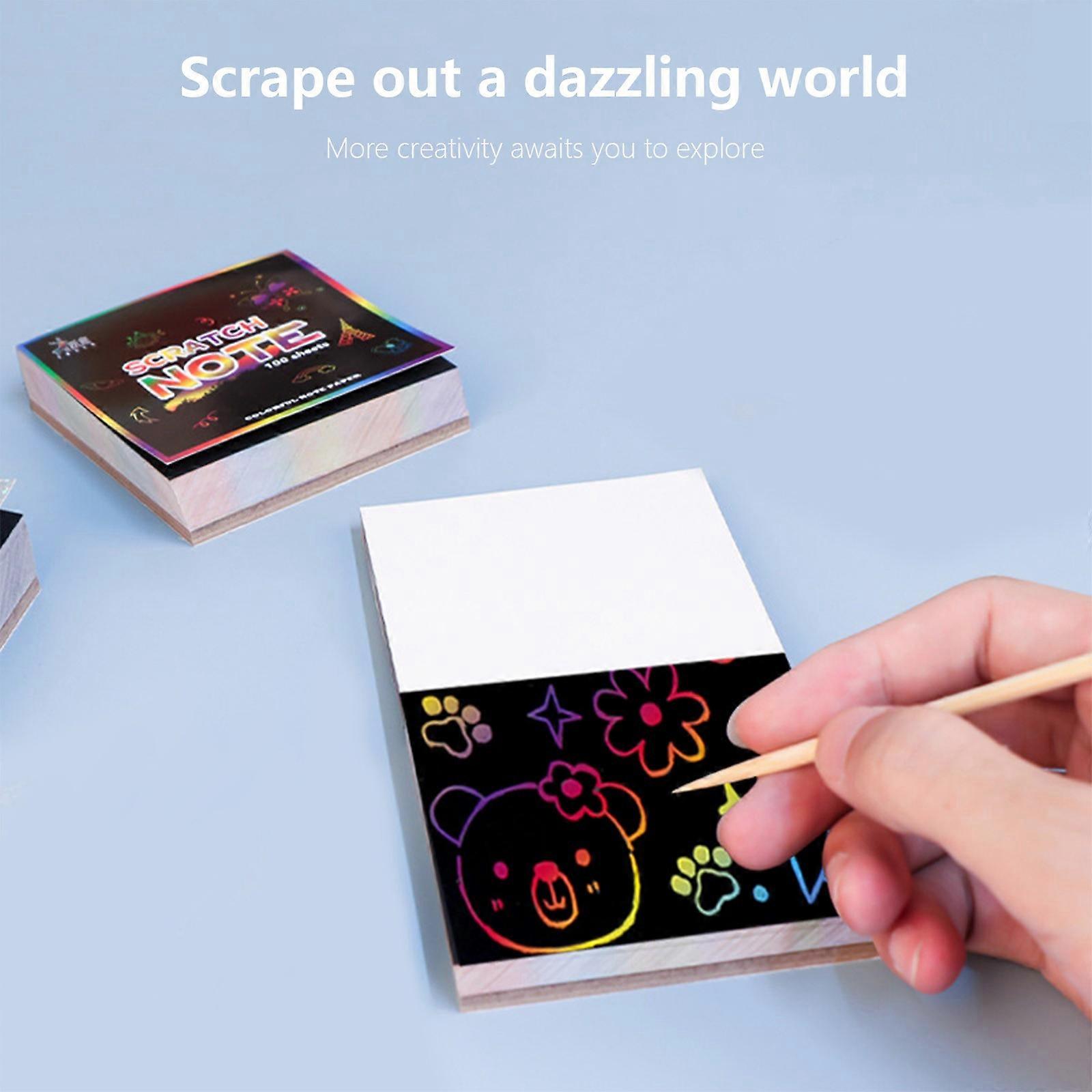 Scratch Paper Art Set 100 Pcs Scratch Paper for Kids Black Scratch Off ...