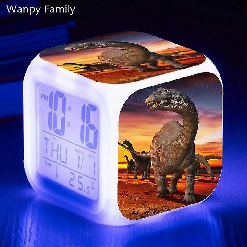 Jurassic Dinosaur Alarm Clock 7 Color Glowing LED Digital Alarm Clocks ...