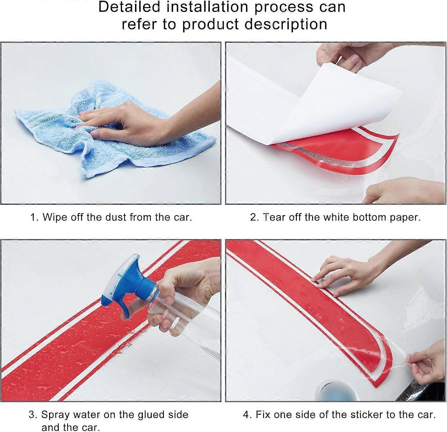 2pcs 129cm x 24cm Car Hood Stripe Sticker Car Body Racing Side Stripe ...