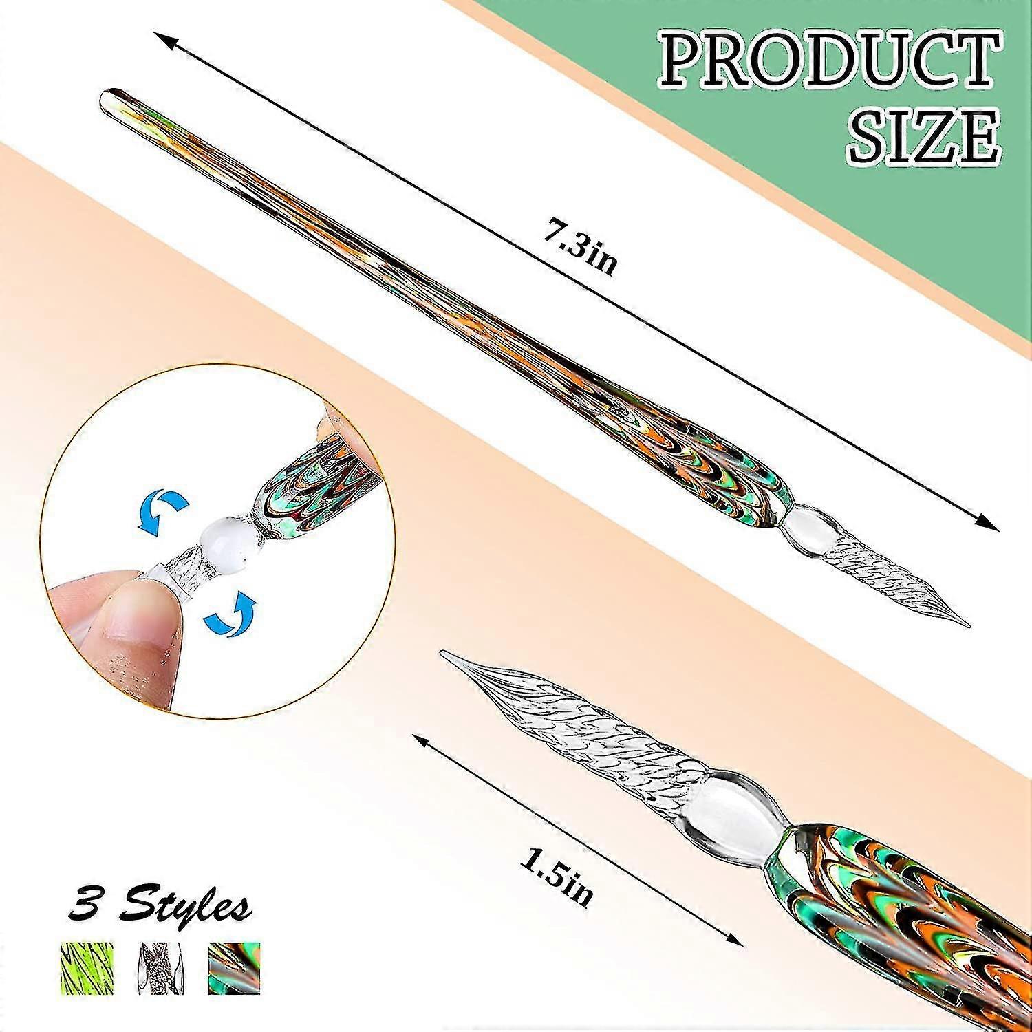 6 Pieces Handmade Glass Dip Pen Crystal Glass Signature Pen Calligraphy ...