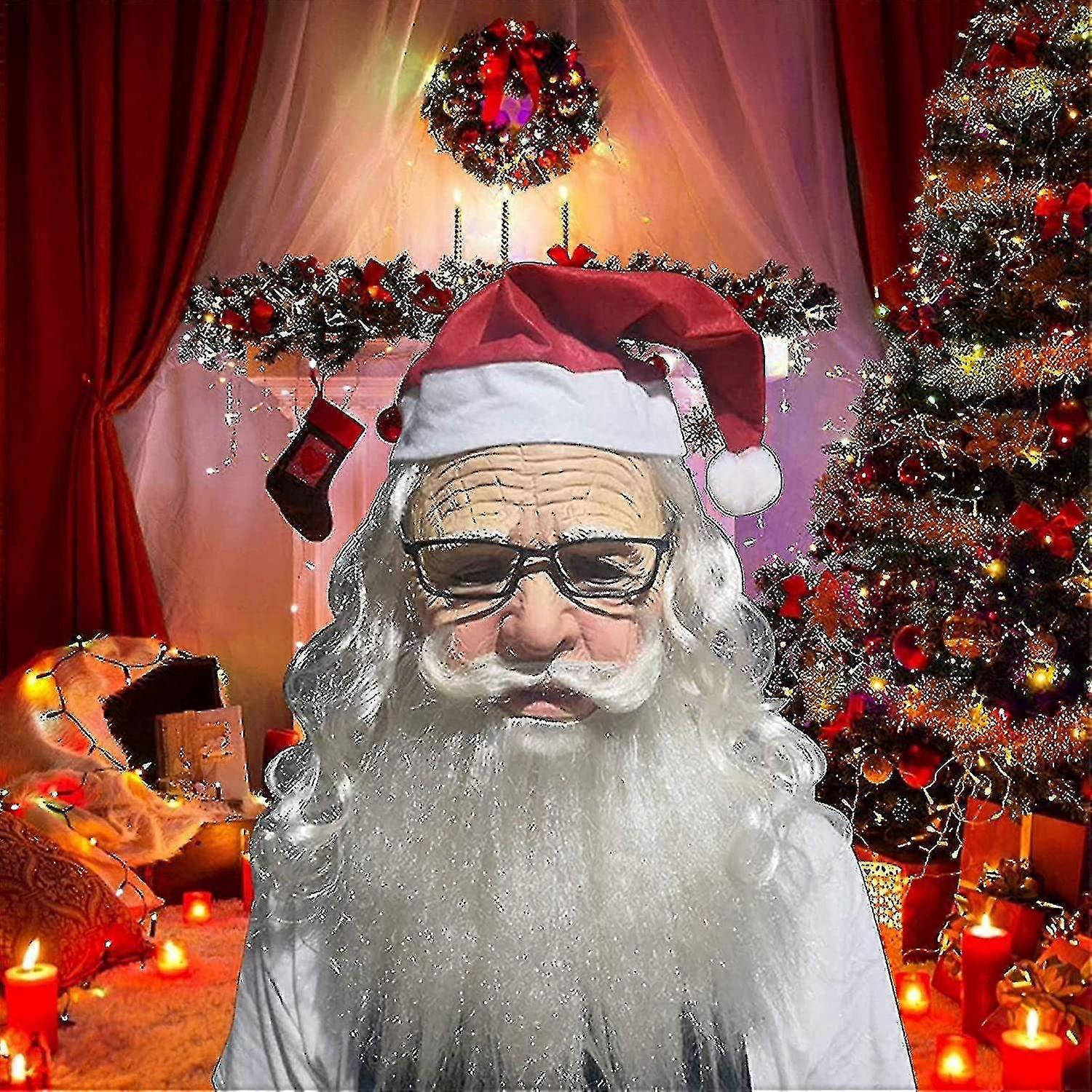 Christmas Face Mask Santa Claus Latex Mask Latex Full Head Rubber Party ...