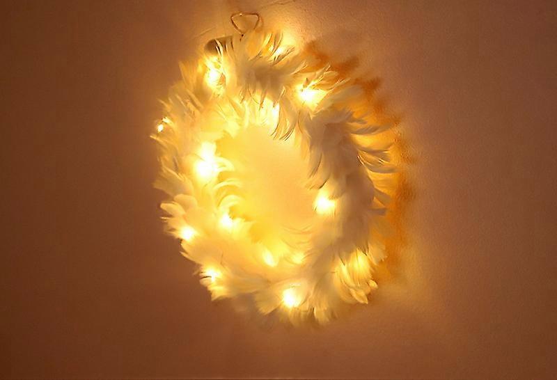 LED Artificial Feather Wreath, Faux Feather Decor for Home Style Decor ...