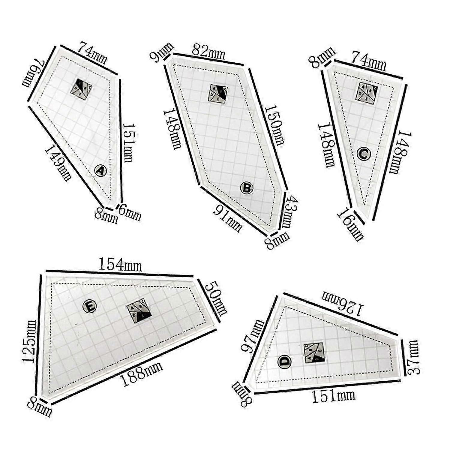 Quilting Ruler, 5pcs Patchwork Square Rulers, Sewing Templates, Quilter ...