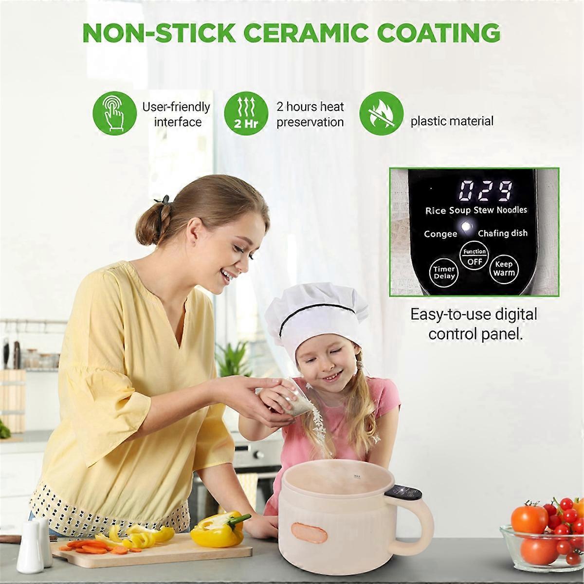 1.6 QT Rice Cooker and Lunch Maker Multi-Function, Non-Stick, Digital ...
