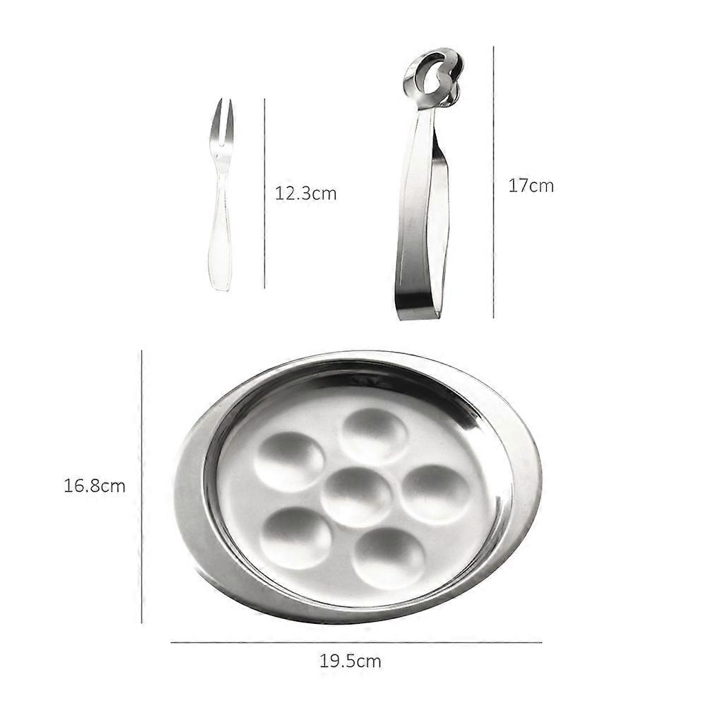 Stainless Steel Snail Plate Set 6 Compartment Snail Dishes with Tong ...