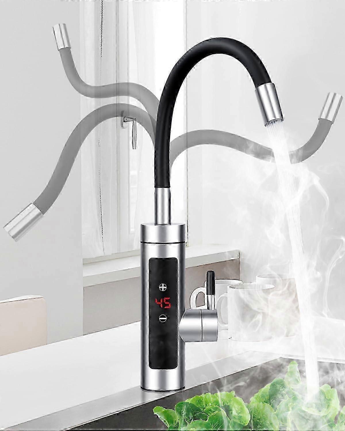 Instant Hot Water Tap, 360 Rotatable Instant, with Digital Display, 220V 3000W Stainless Steel ...