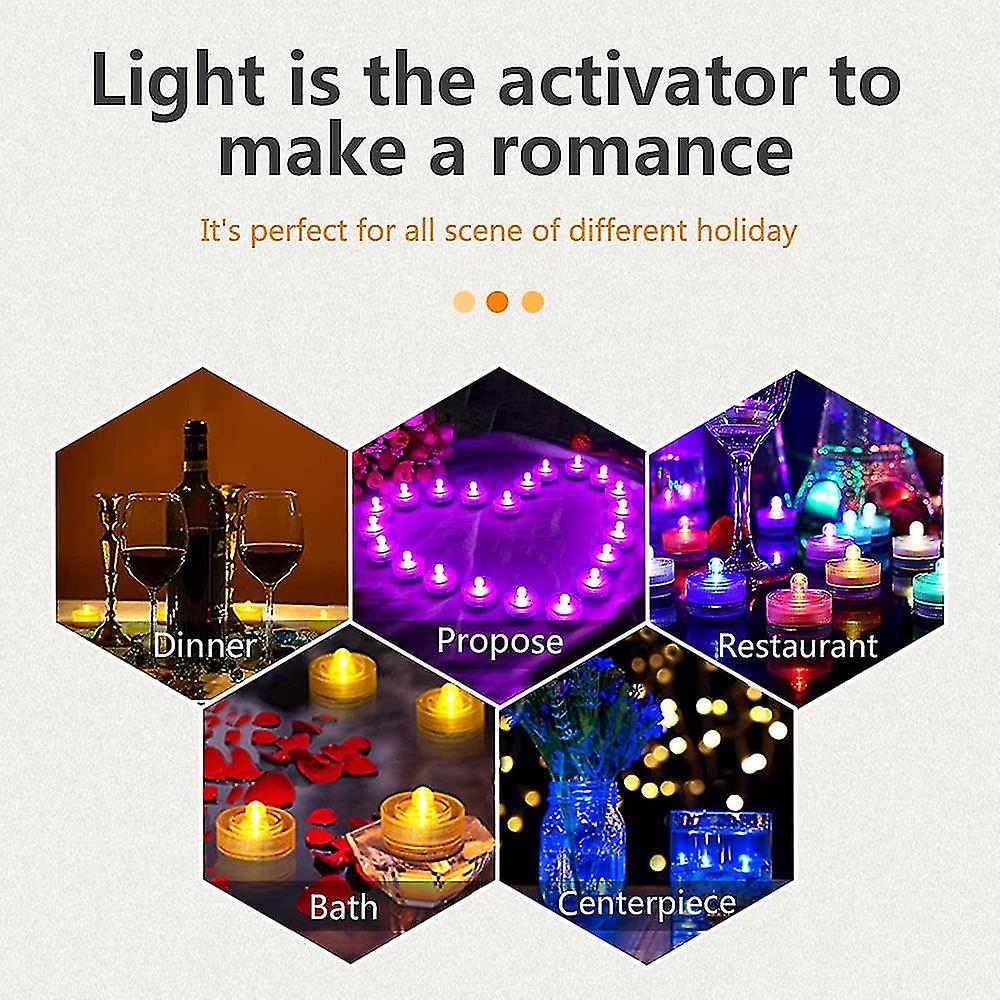 12pcs Submersible Led Light, Blue Waterproof Flameless Candle Tealights ...