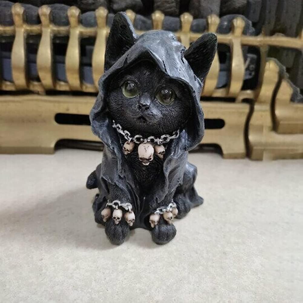 2024 Feline Cloaked Grim Reaper Cat Figurine, Black Cute Feline Cloaked ...