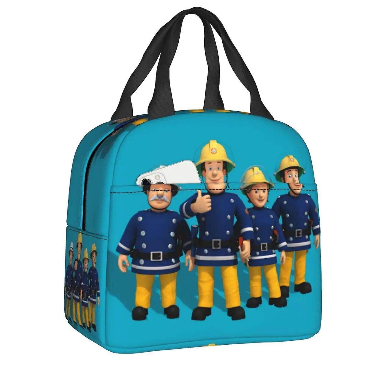 Fireman Sam Insulated Lunch Bag For Women Cartoon Firefighter Resuable ...