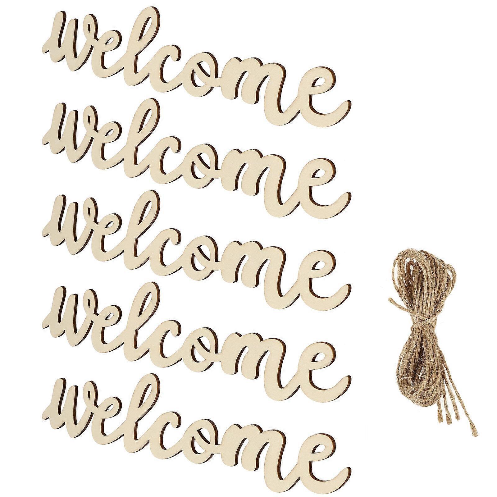 1 Set Wooden Welcome Sign Front Door Hanging Ornament Doorplate Decor ...