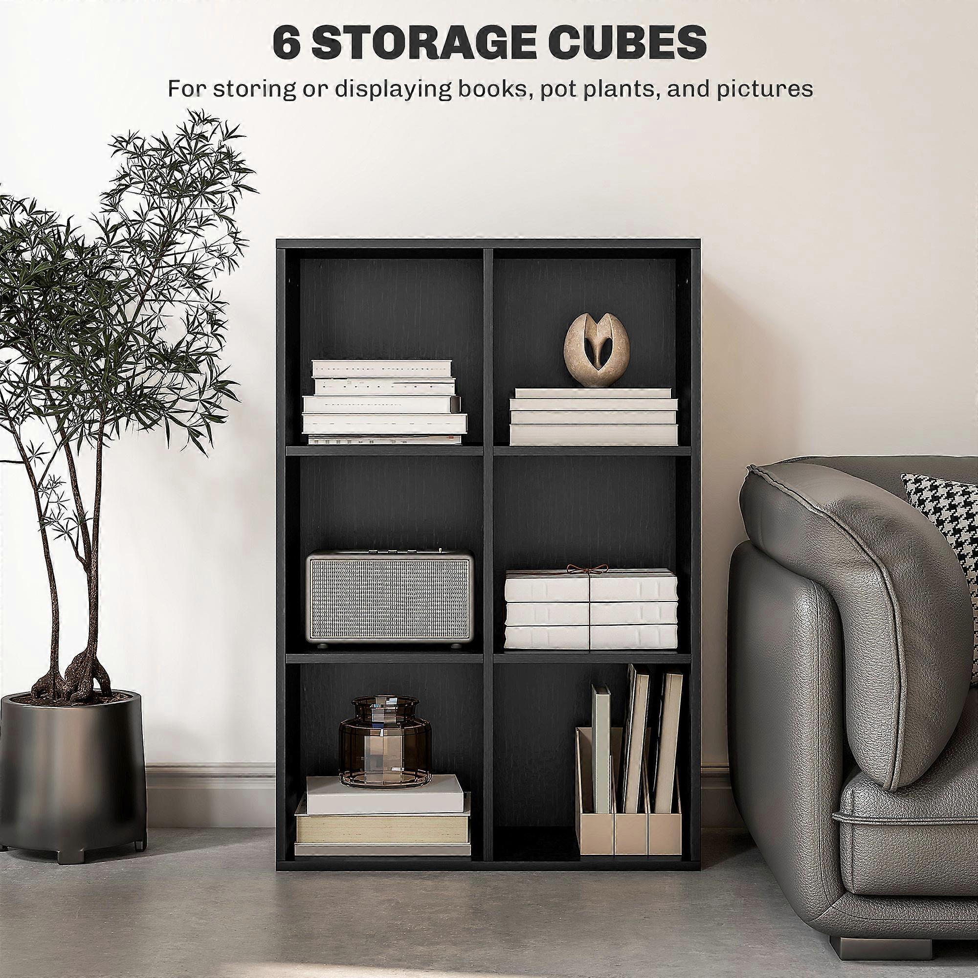 HOMCOM Cubic Cabinet Bookcase Storage Shelves for Home Office, Black ...