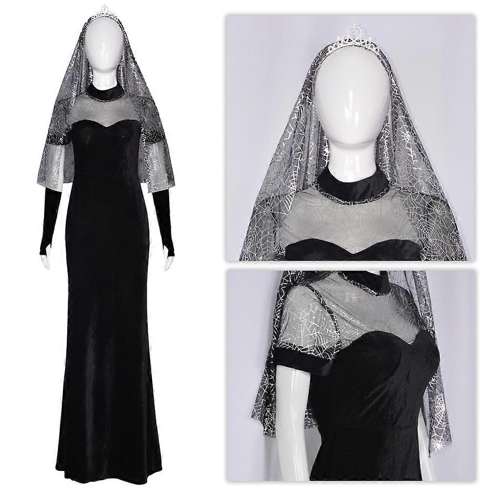 Mavis Cosplay Black Velvet Wedding Dress Halloween Costume Carnival ...