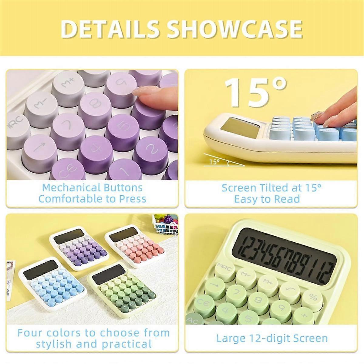 Desktop Mechanical Calculator, Cute Big Buttons Calculators with 12 ...