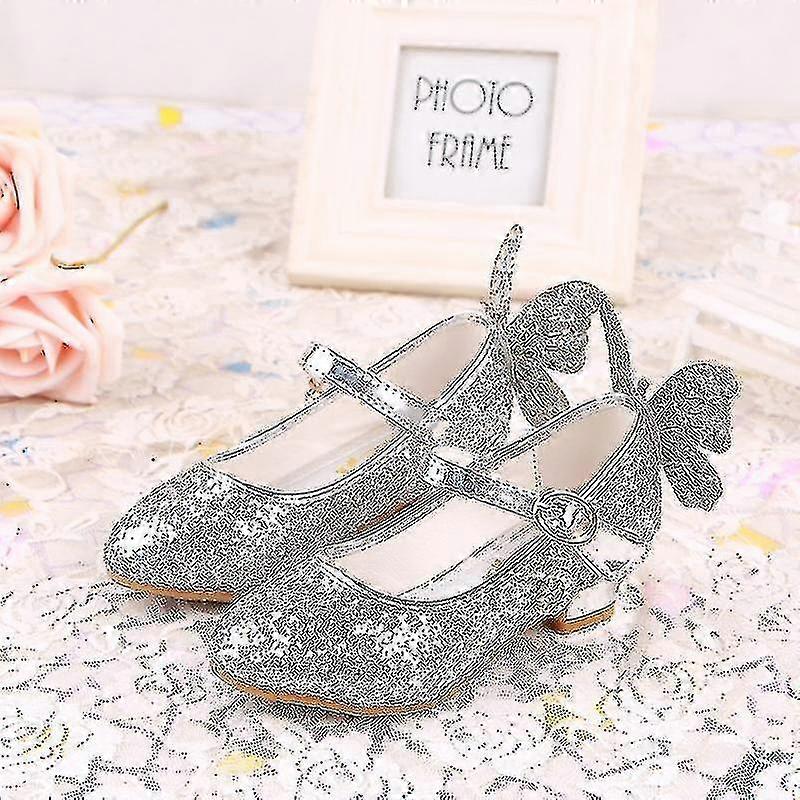 Kids Leather Shoes For Girls Princess Glitter Children High Heel Girls Shoes Butterfly 3d332 ...