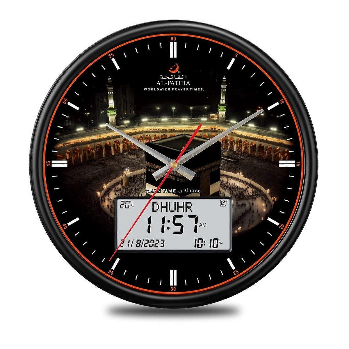 AL-FATIHA Athan Muslim Clock Digital-Analog Watch with Hijri Calendar ...