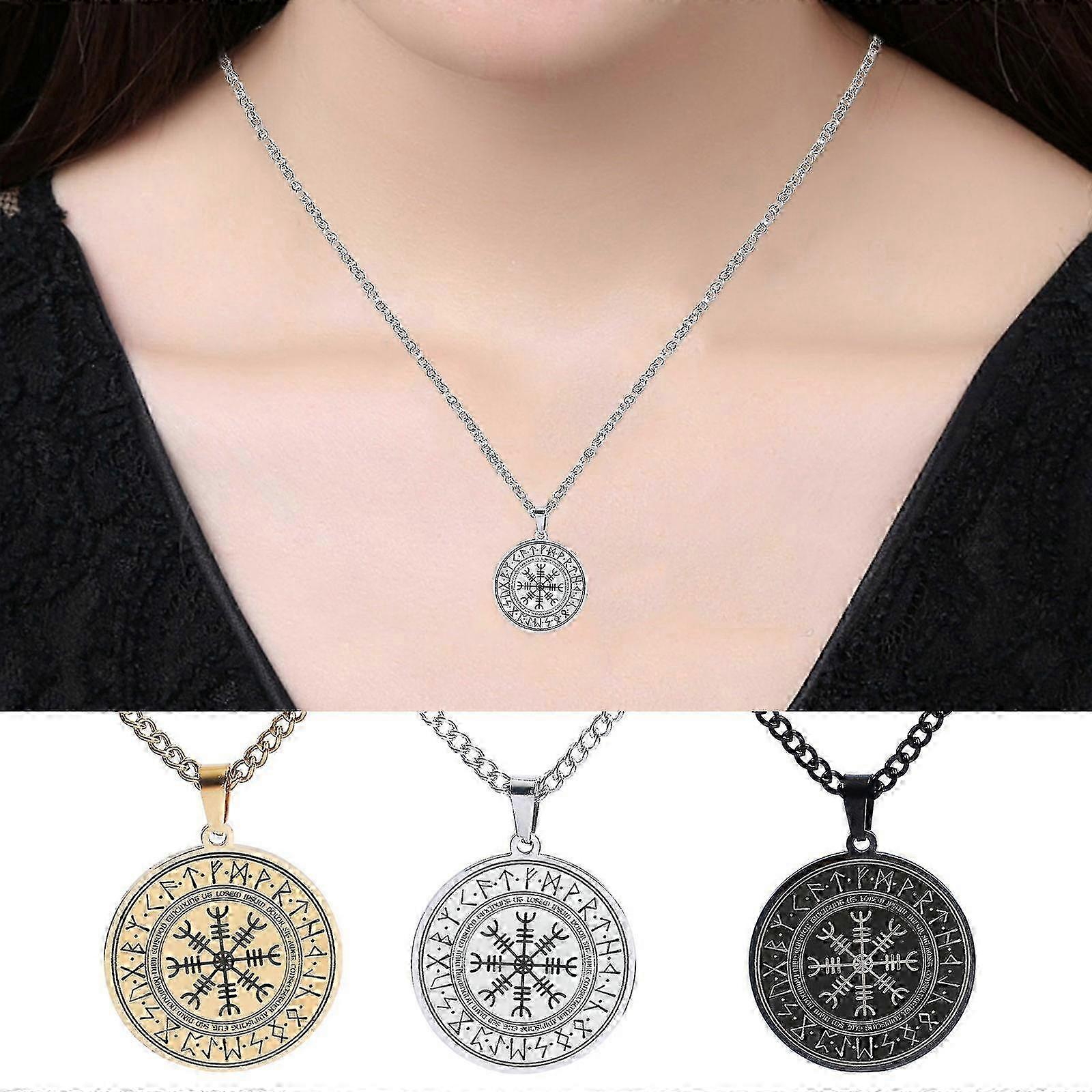 Nordic Vegvisir Compass Norse Runes Viking Jewelry Runic Pendant ...