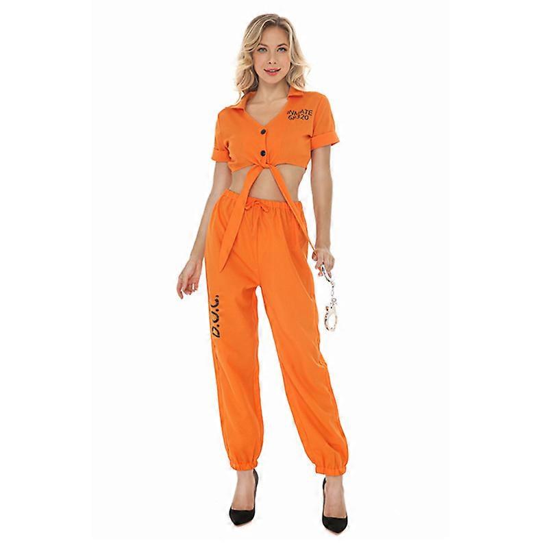 Halloween Classic Orange Hip Hop Prisoner Cosplay Costume Masquerade ...