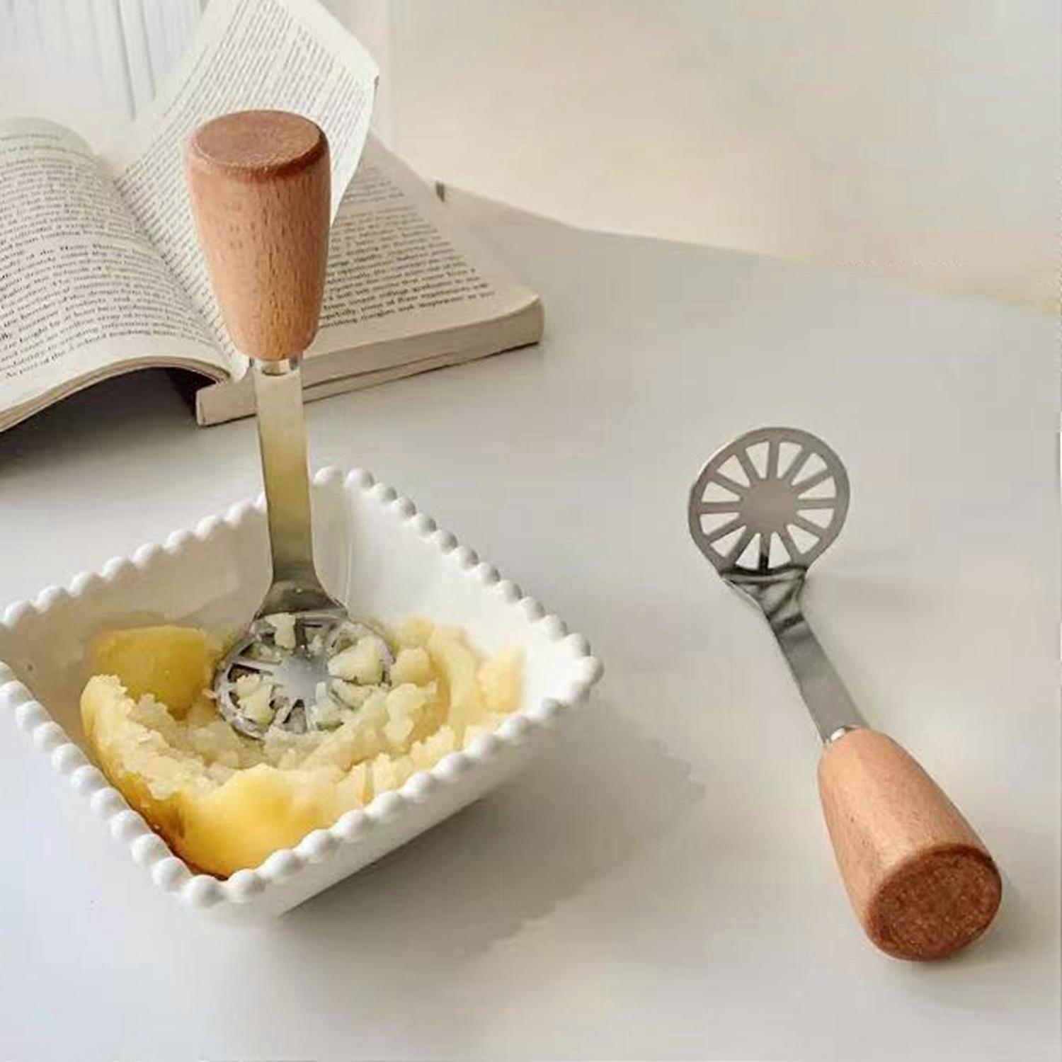 Stainless Steel Potato Masher Wood Long Handle Food Grade ...