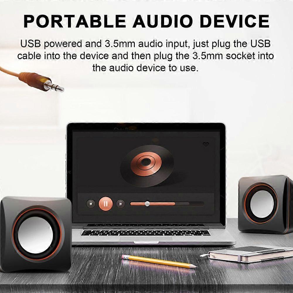 1 Pair Wired Speaker Portable USB Powered Mini Loudspeaker 3.5 Jack ...