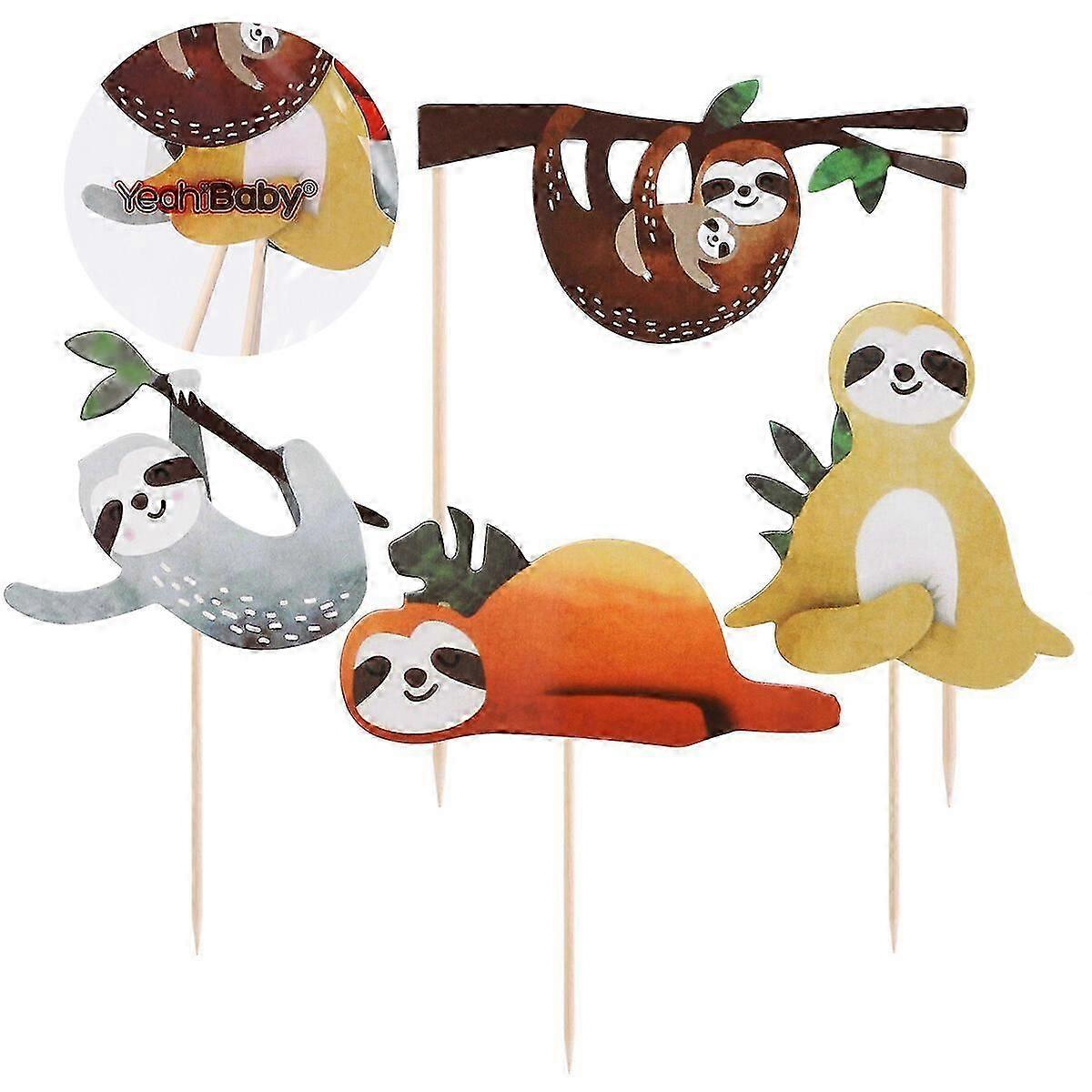 YeahiBaby 4pcs Sloth Cake Topper Set Creative Decor Cake Insert for ...