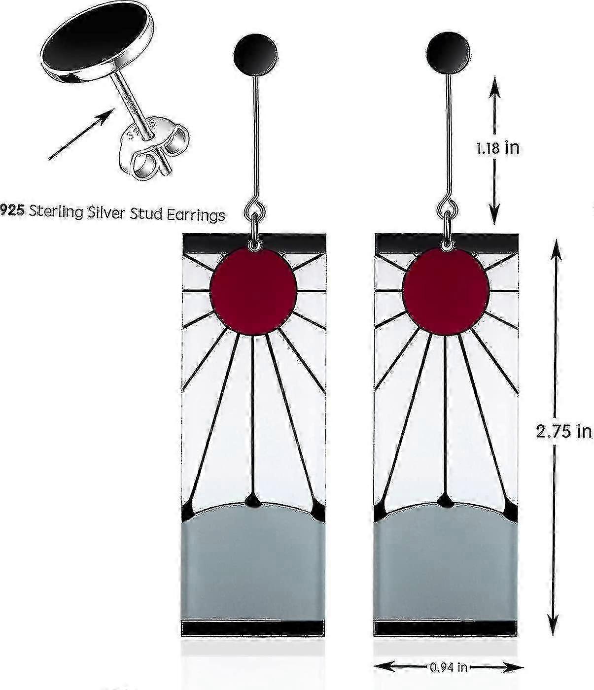 925 Sterling Silver Tanjiro Earrings,anime Demon Slayer Cosplay Tanjiro ...