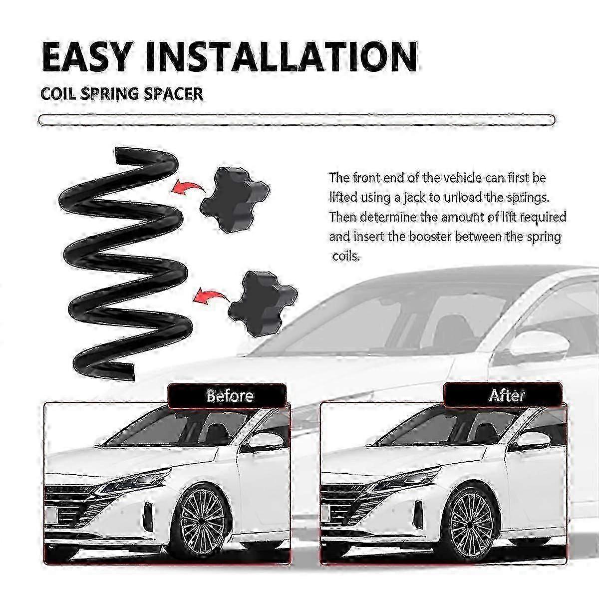 Heavy-Duty Car Spring Spacer Set with 6pcs Rubber Coils for 1 to 1.5 ...