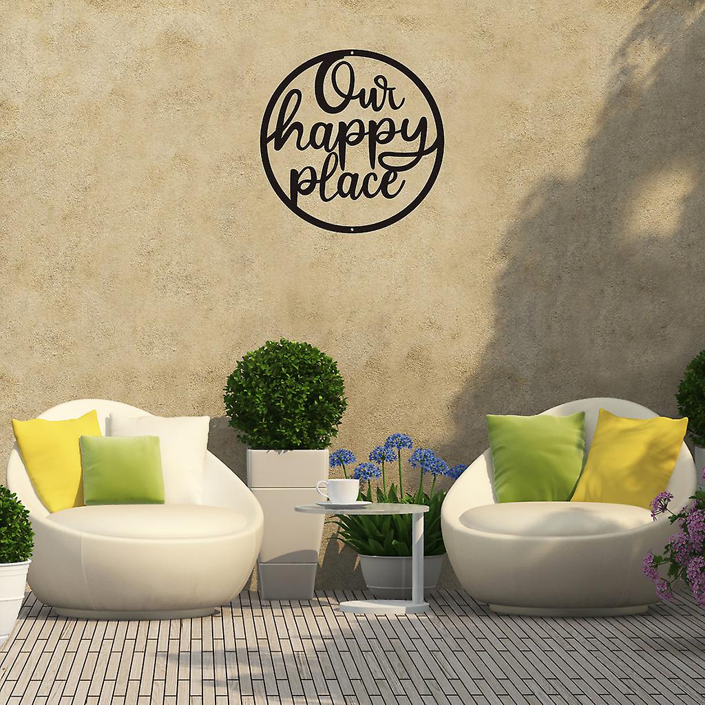 Our Happy Place Sign Metal Art Wall Decor Hanging Lettering Home Plaque ...