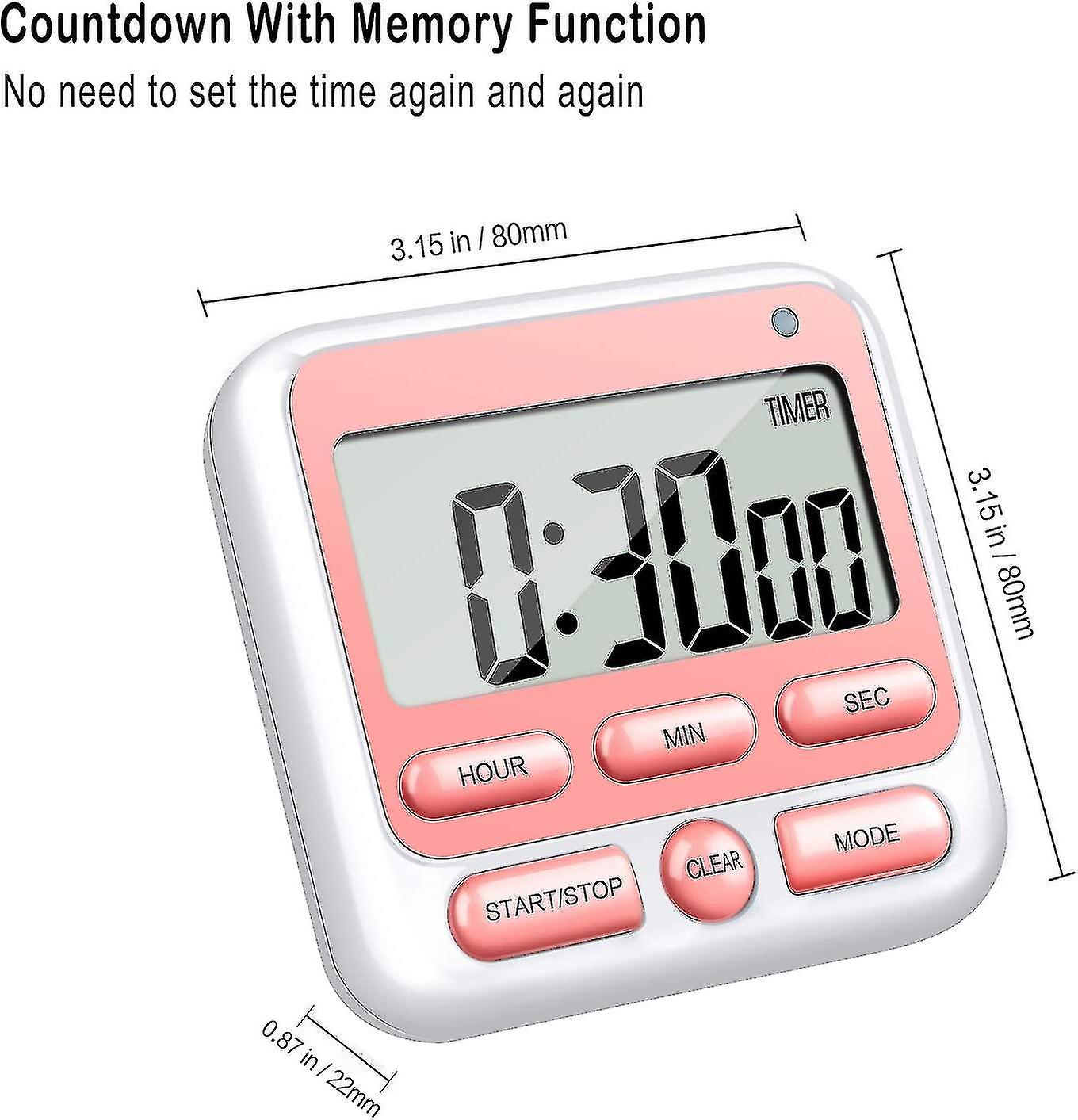 Kitchen Digital Timer With Silent/loud Alarm Switch 24 Hours Clock And ...