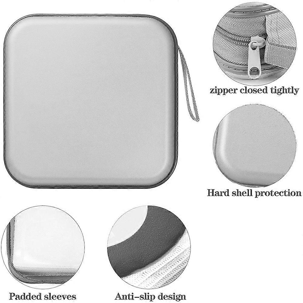 40 Capacity CD Case, Hard Plastic DVD Case Portable Zipper CD Case ...