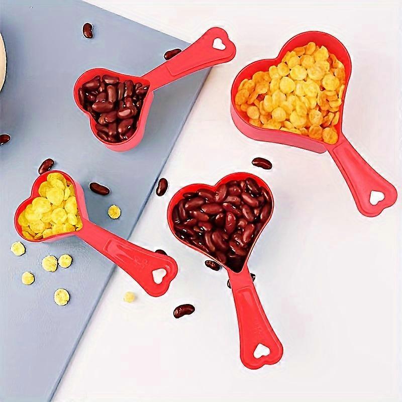 4/8 Measuring Cups And Spoon Set, Heart Shaped Measuring Cups And Spoon ...