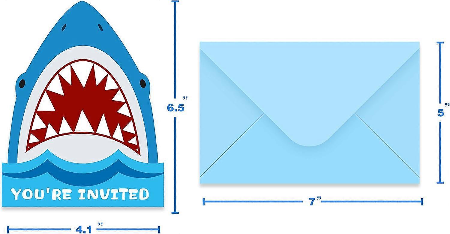 25 Pack Shark Birthday Party Invitations with Envelopes-Double Sided ...