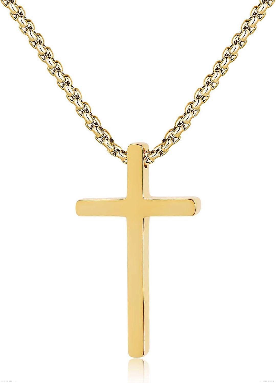 Christian Cross Necklace for Men, Silver Black Gold Stainless Steel ...