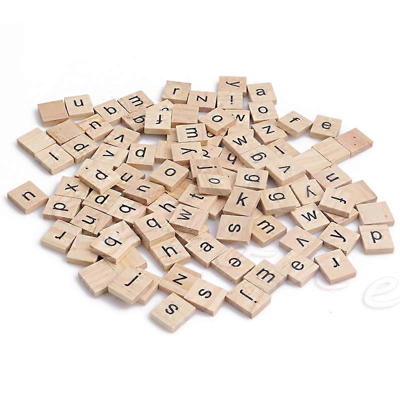 100 PCs Wooden Alphabet Tiles Black Letters for Crafts Wood | Fruugo UK