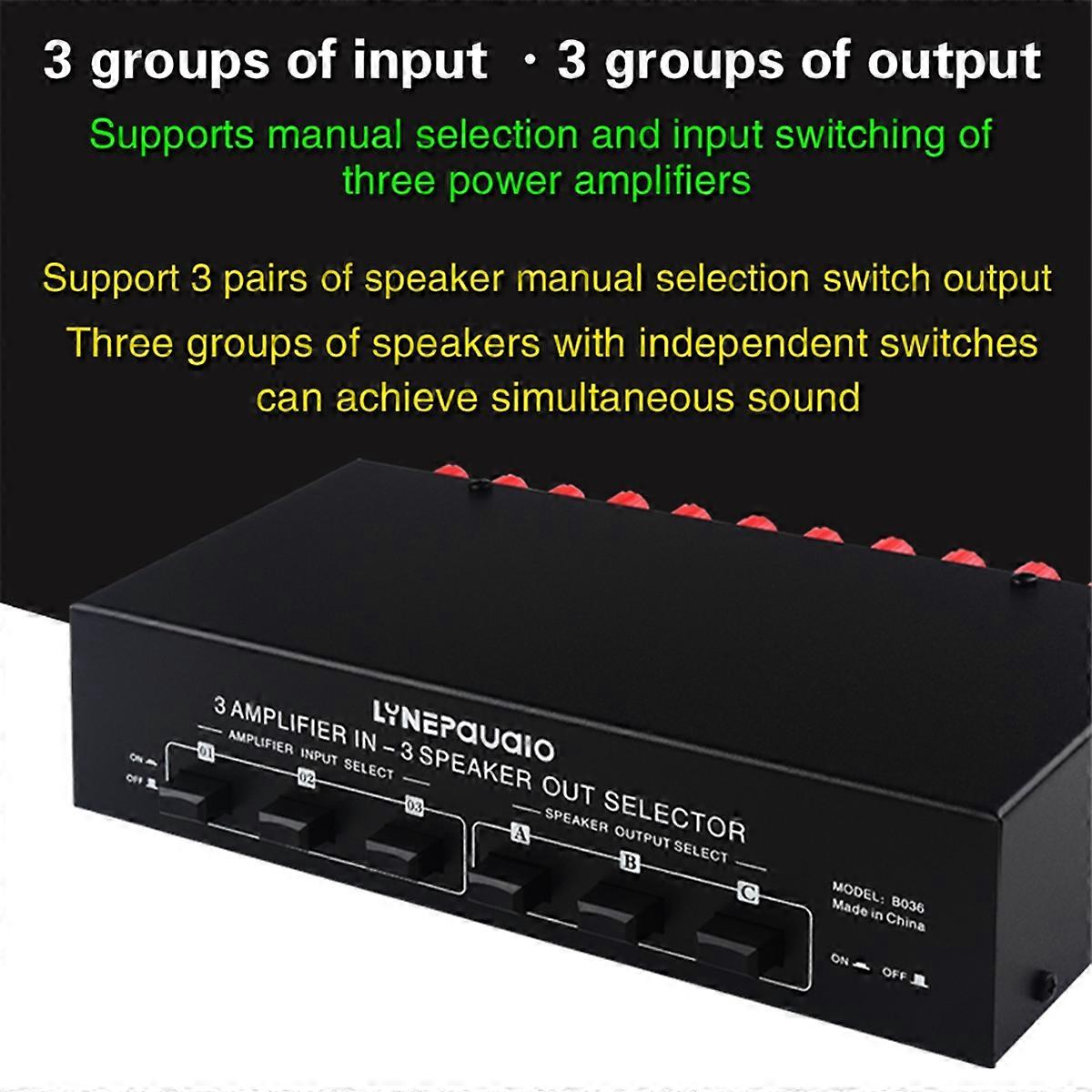 3 in 3 Out Passive Power Amplifier Speaker Switcher Audio Switching ...