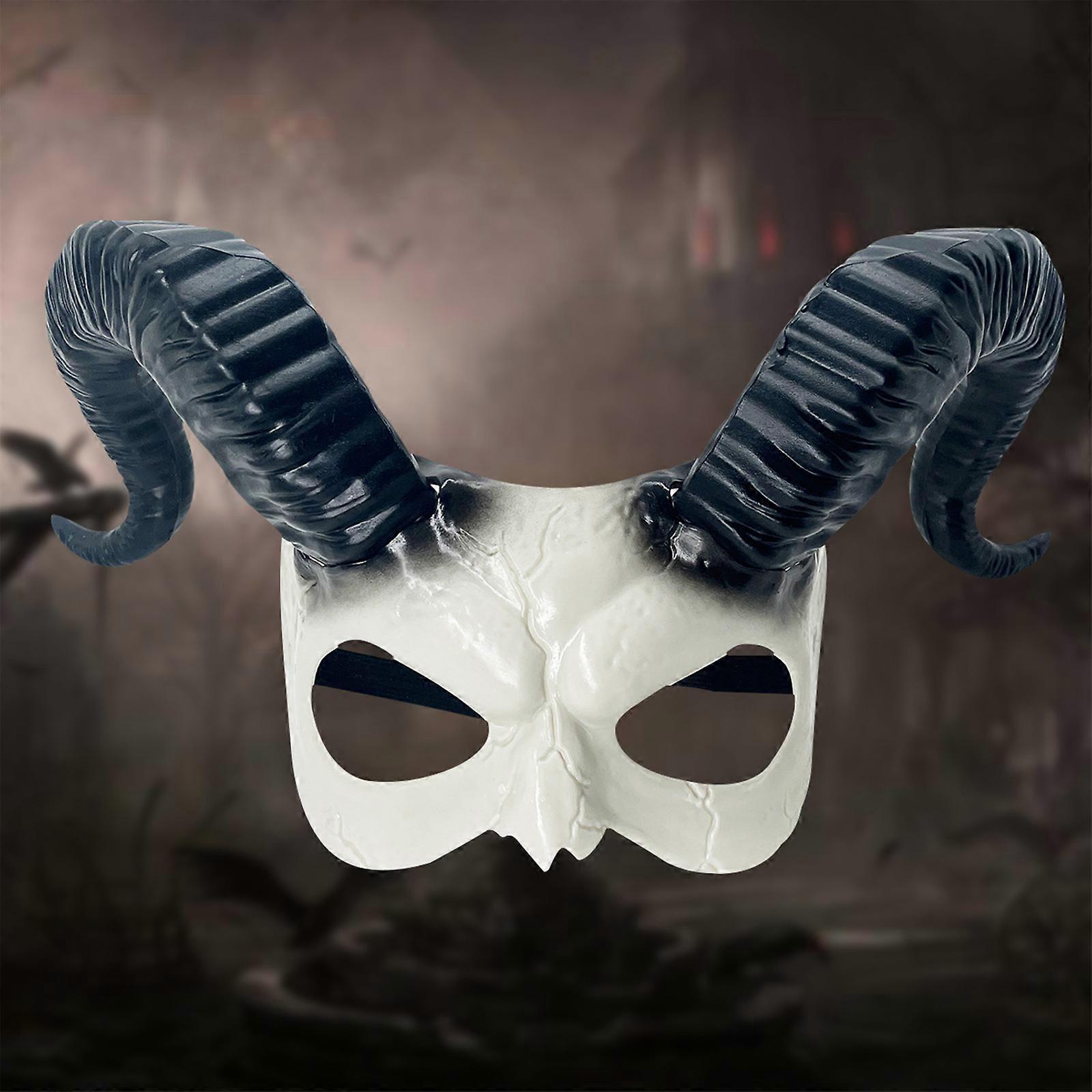 Goat Mask Halloween Costume Party Animal Head Mask Ram Horns Head Mask ...