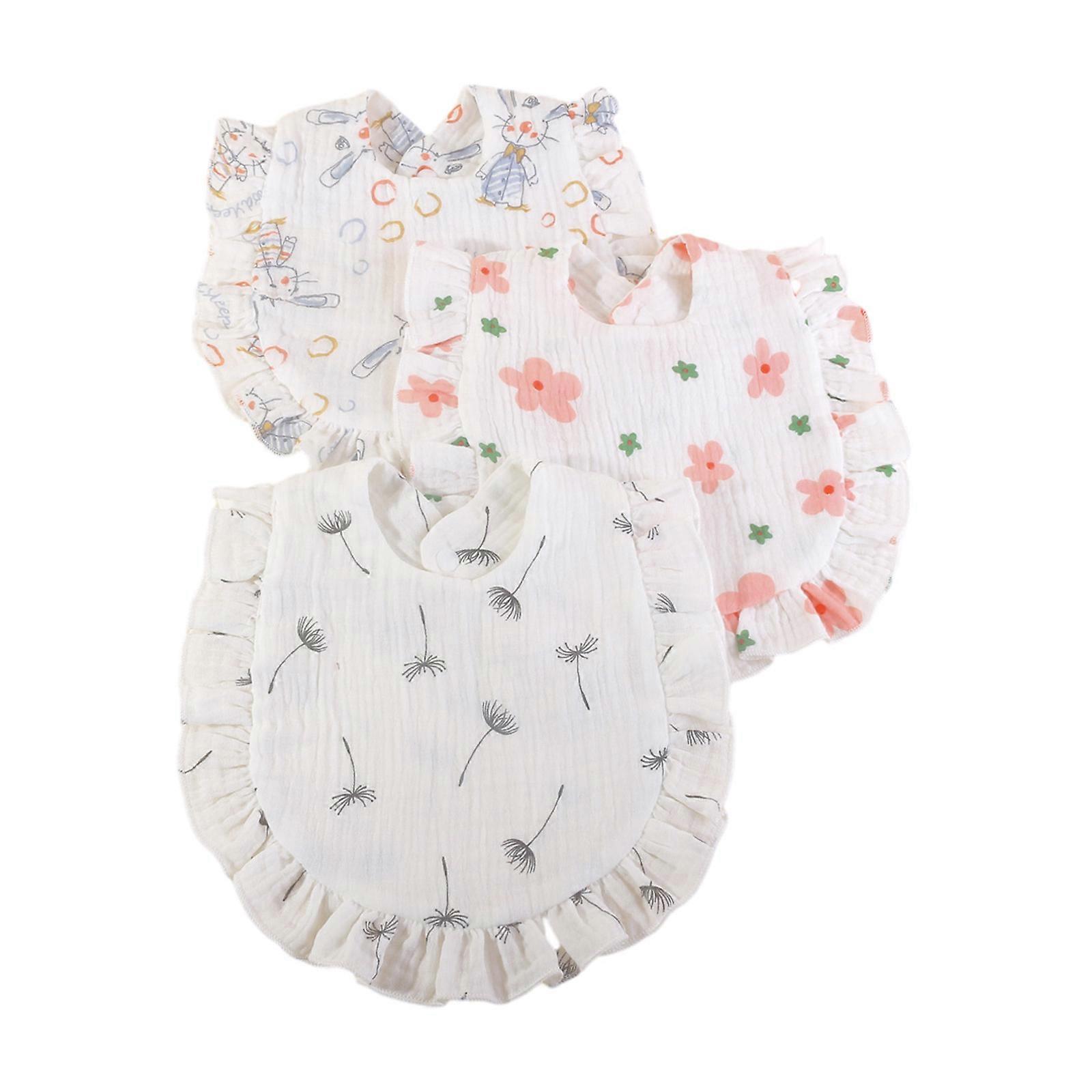 Baby Bibs Bulk 3pcs Cotton Burp Cloth Ruffle Bibs Infant Gender Neutral ...
