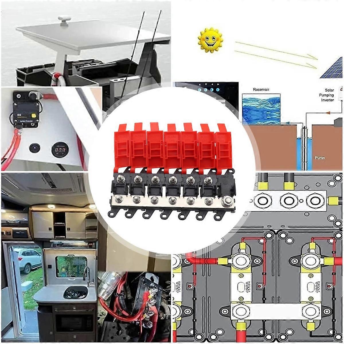 6 Way Distribution Block Car Midi Fuse Box Block Holder 200A Bolt on ...