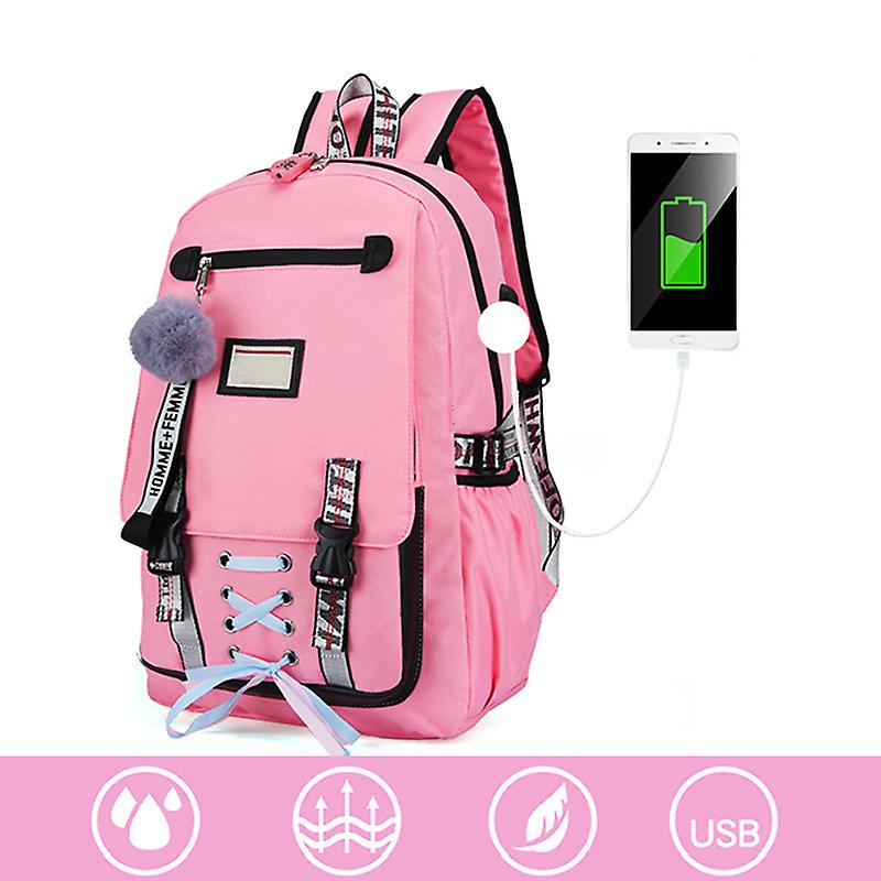 Large School Bag With Usb Port Anti Theft Backpack Knapsack For School ...