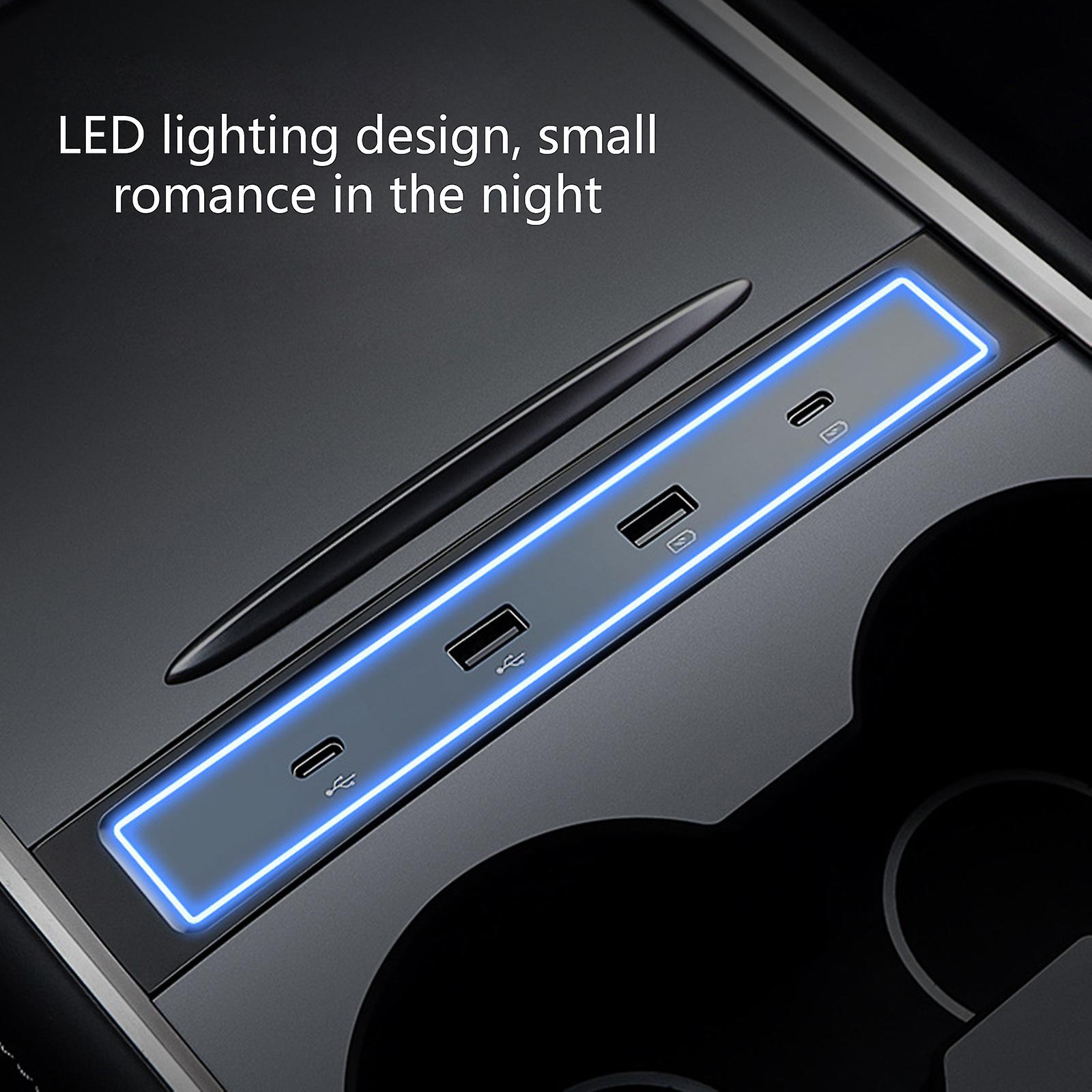 For Teslamodel 3/y 4 Ports Fast Charging Splitter Usb Docking Station ...