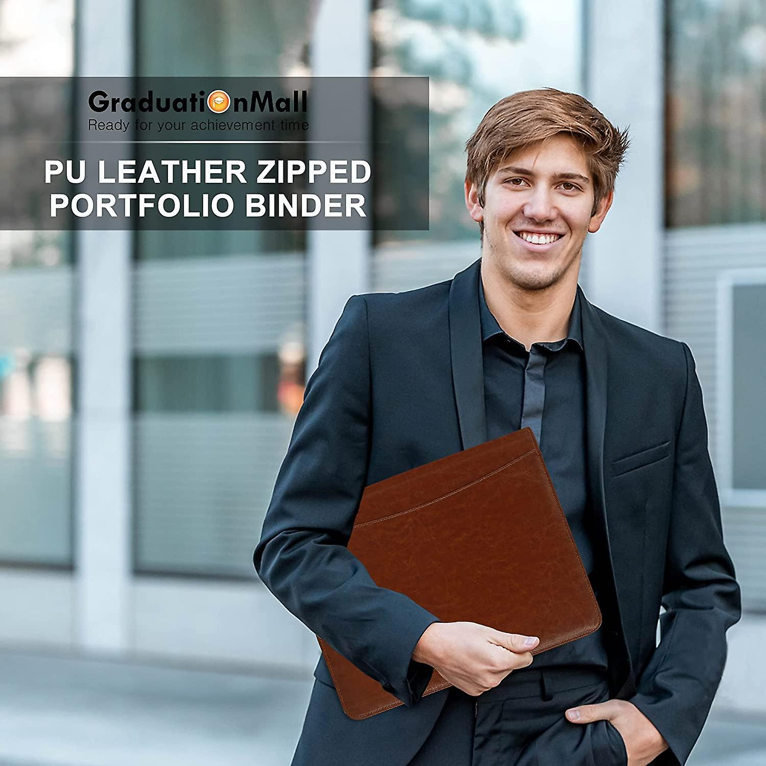 Zipped Padfolio Portfolio Binder,pu Leather Business Portfolio ...