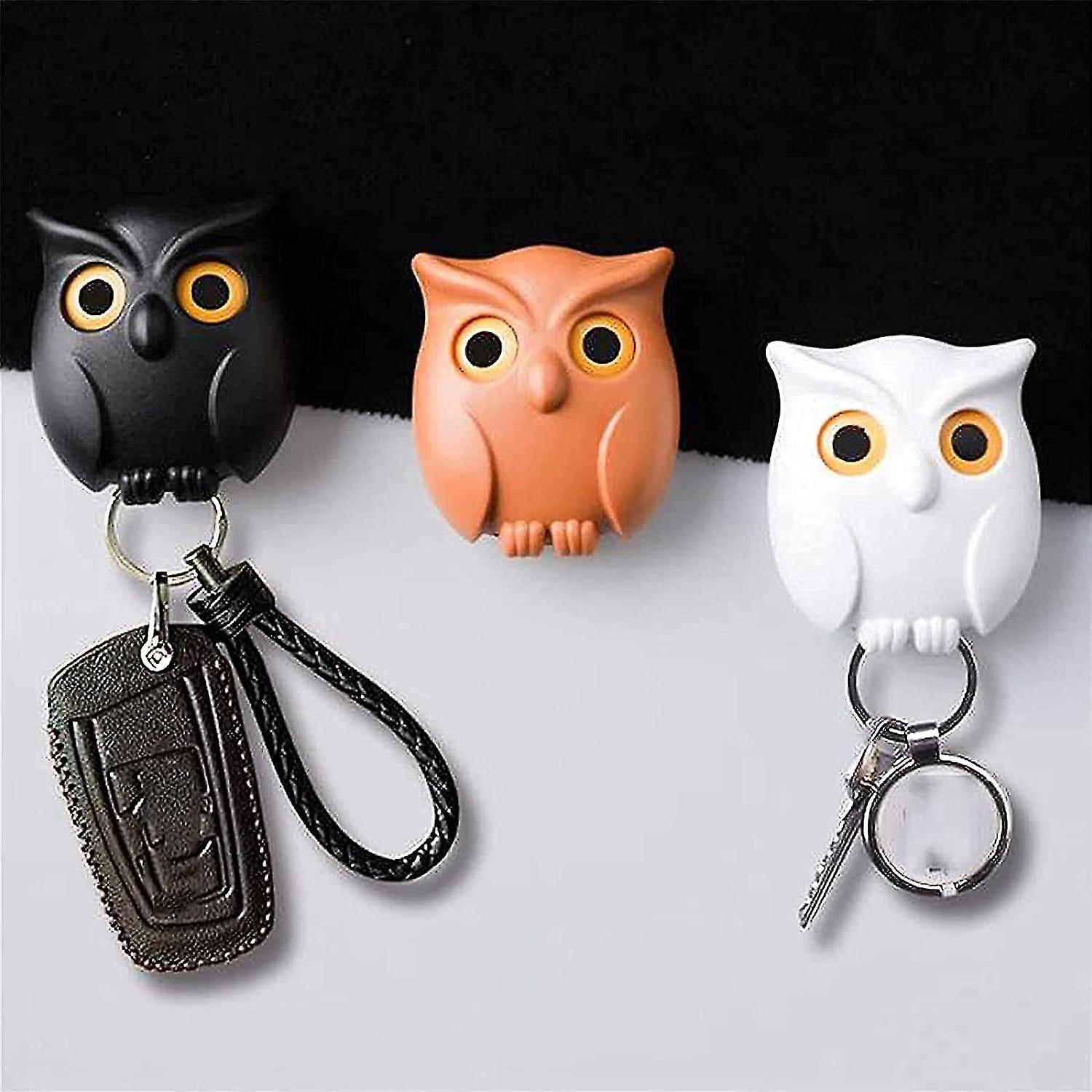 3 Pack Owl Key Holder, Owl Key Hooks, Magnetic Wall Key Holder For ...