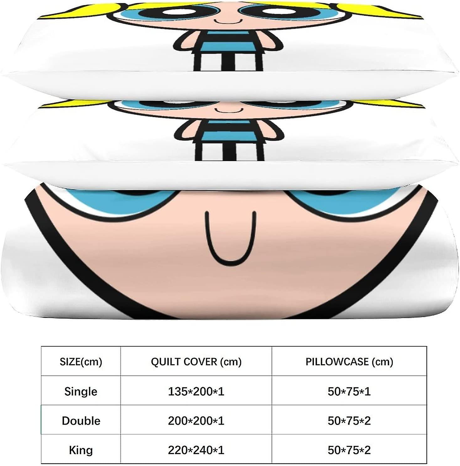 HOUKIG Powerpuff Girl Duvet Cover 3D Bedding Set Anime Characters Soft ...