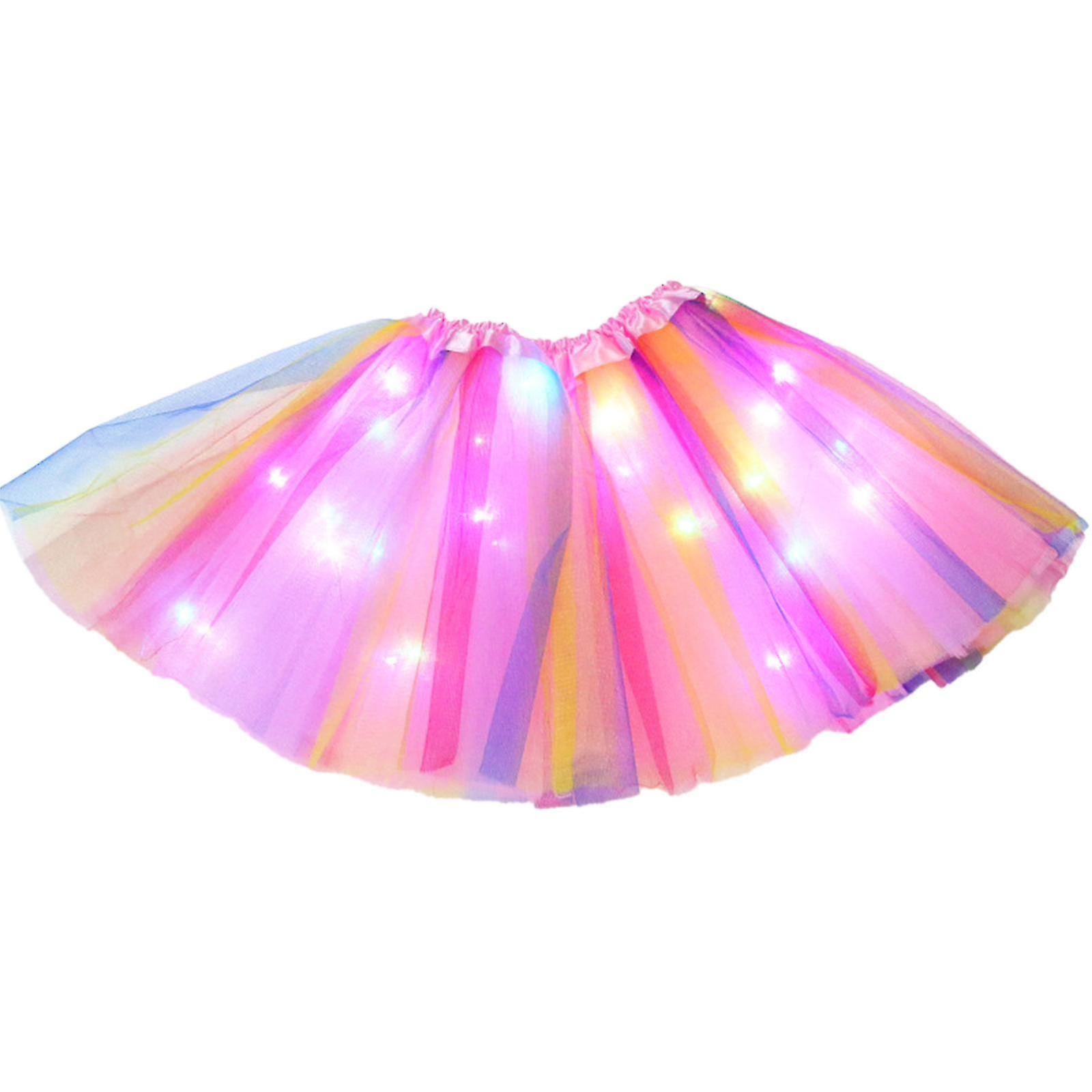 Luminous Led Tutu Skirt For Girls 2-12 Years,elastic 3 Layered Light ...