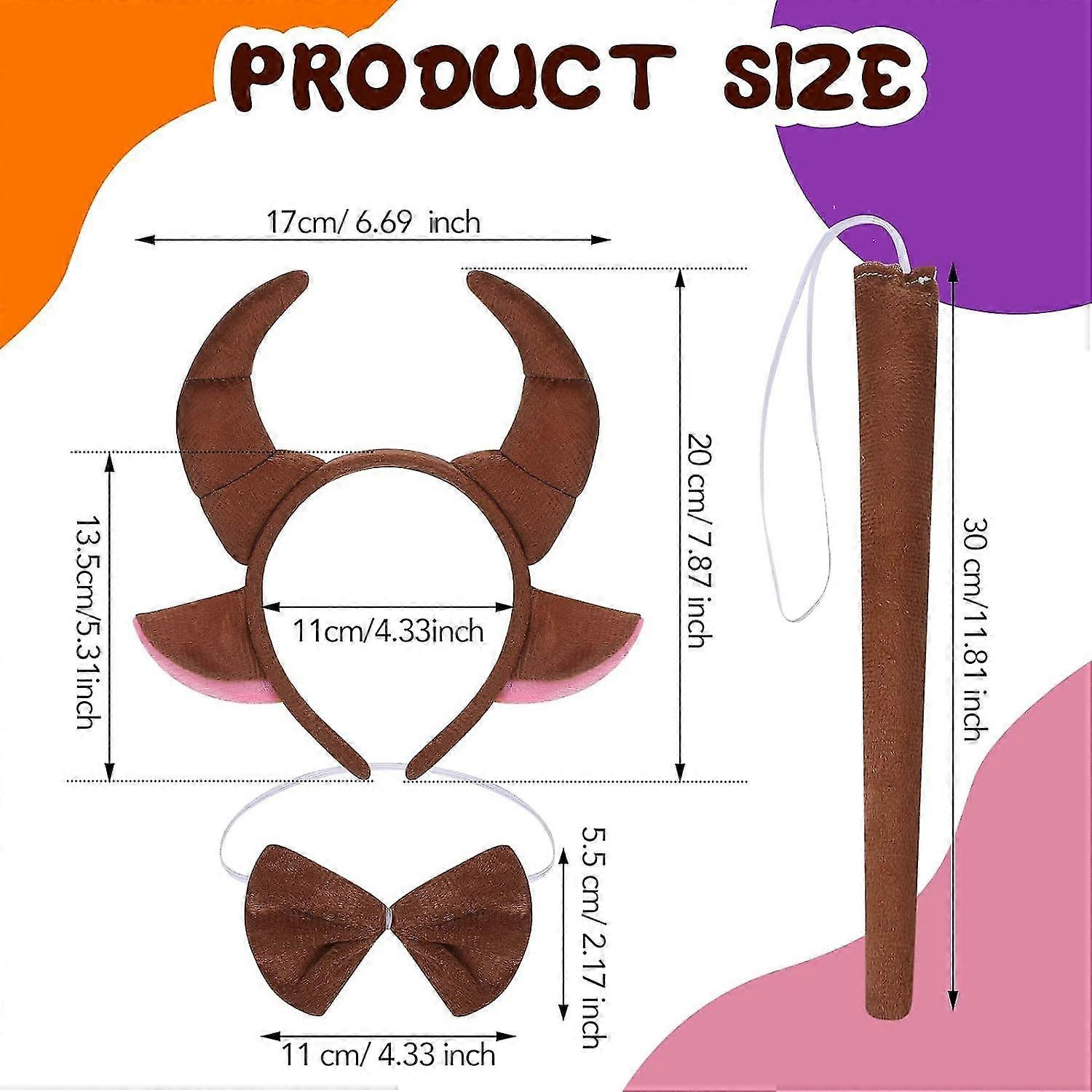 3 Pieces Horn Costume Accessories - Include Ox Bull Horn Shape Party ...