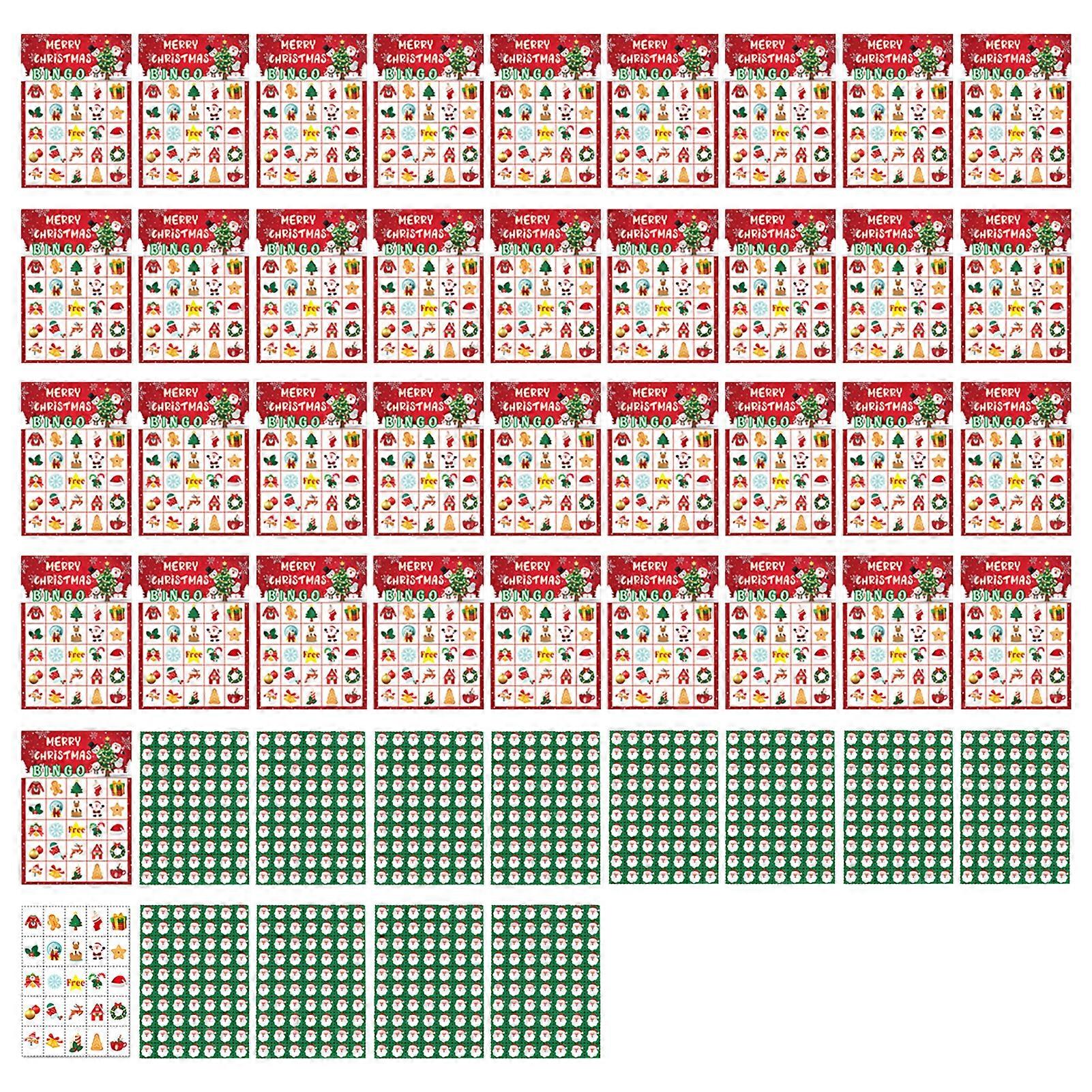 Christmas Bingo Game Cards Set Reusable Festive Holiday Bingo Cards ...