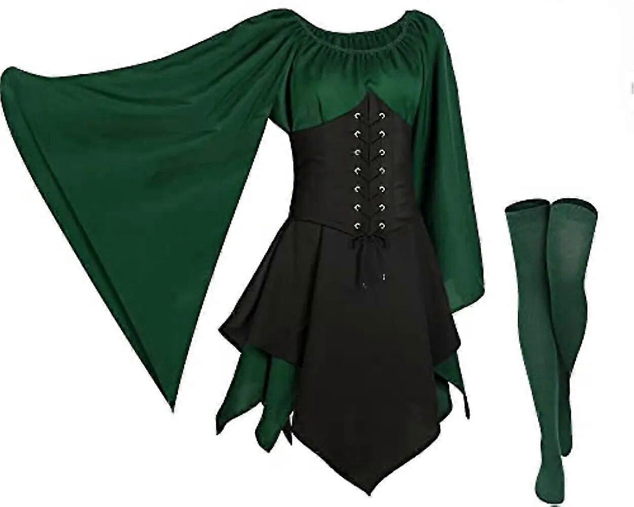 5 Packs Fairy Elf Costume Renaissance Traditional Irish Viking Dress ...