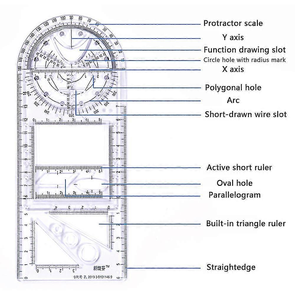 New Multifunctional Geometric Ruler Drawing Ruler Geometric Drawing ...
