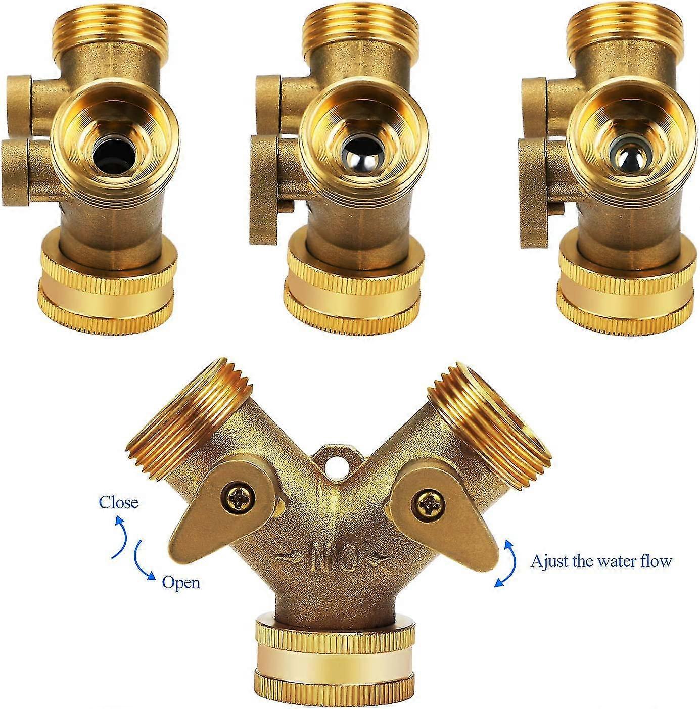 Pcs 2 Way Y Splitter For Double Washing Machine Faucet Supply Hose, 3/4 Inch For Connecting 2 ...