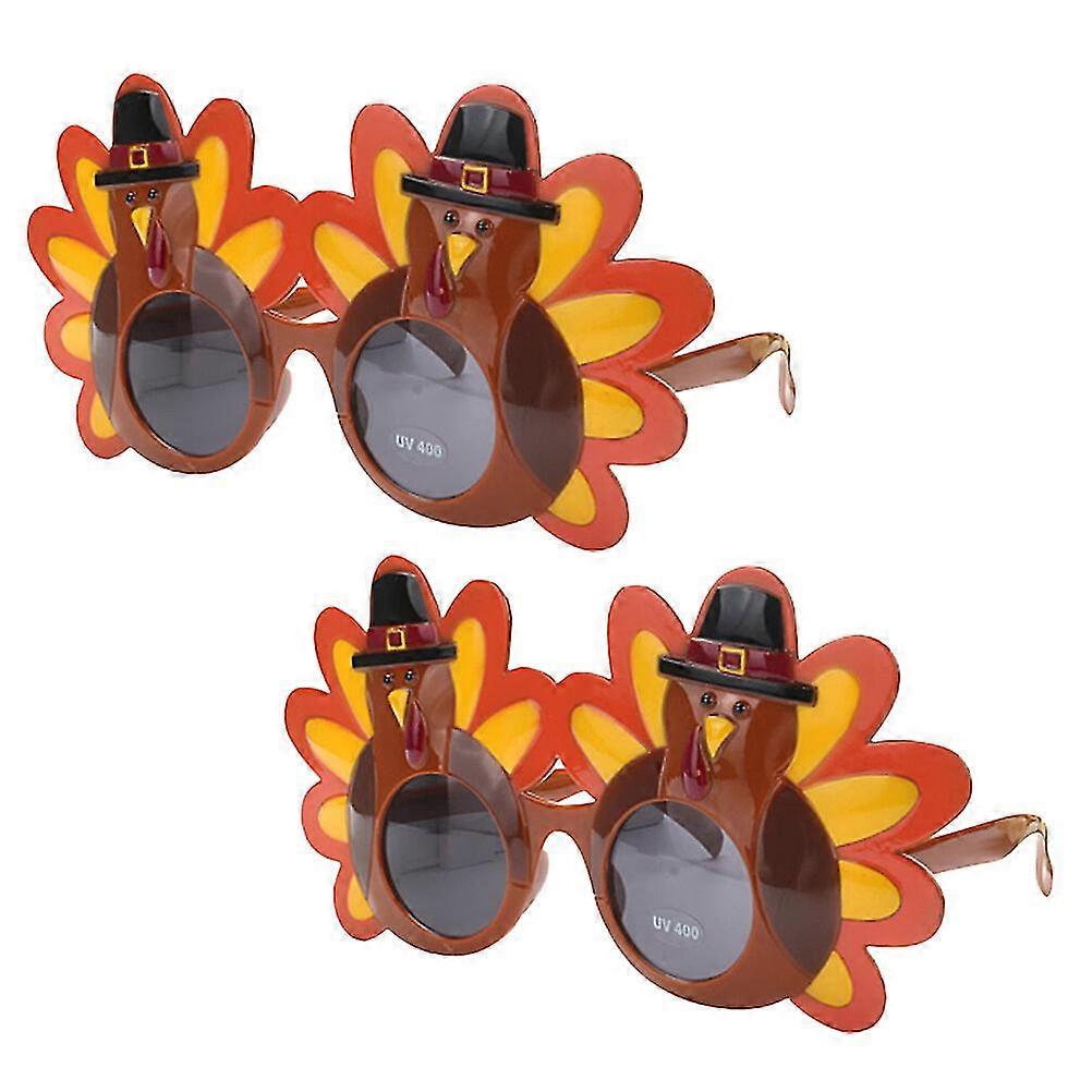 2 Pcs Creative Turkey Man Glasses Thanksgiving Eyeglasses Cartoon ...